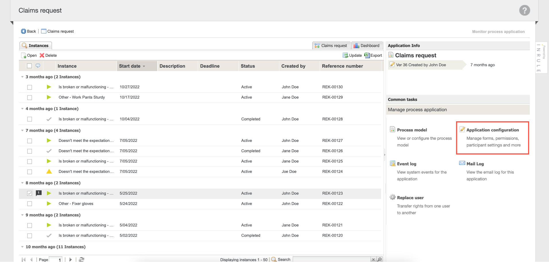 Application Configuration Inrule Technology