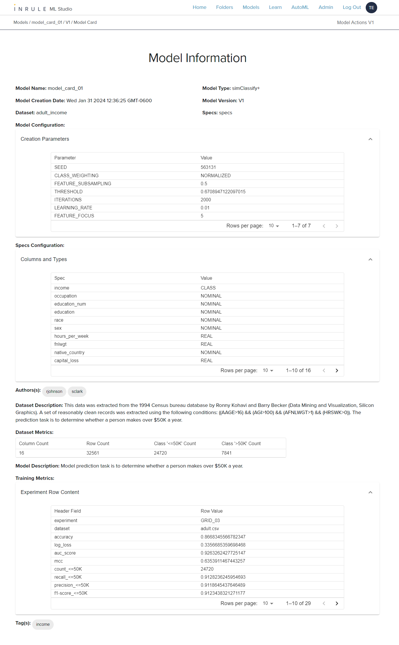 Model Cards – InRule Technology